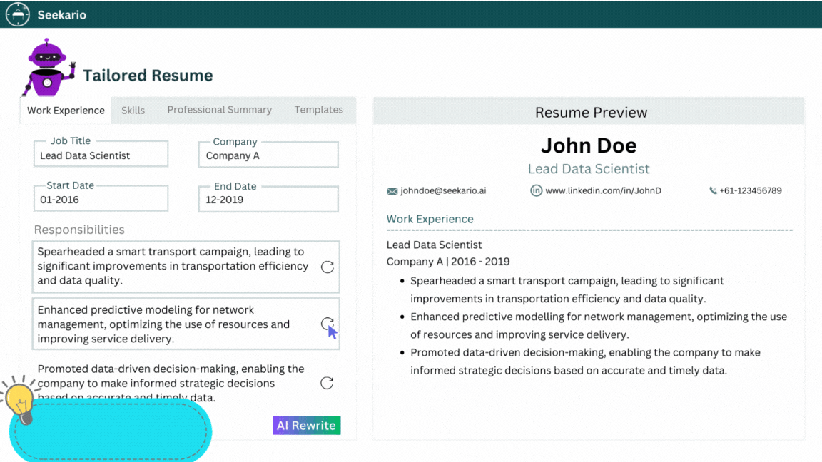 AI Resume Tailor: Match Your Resume to the Job Description | Seekario